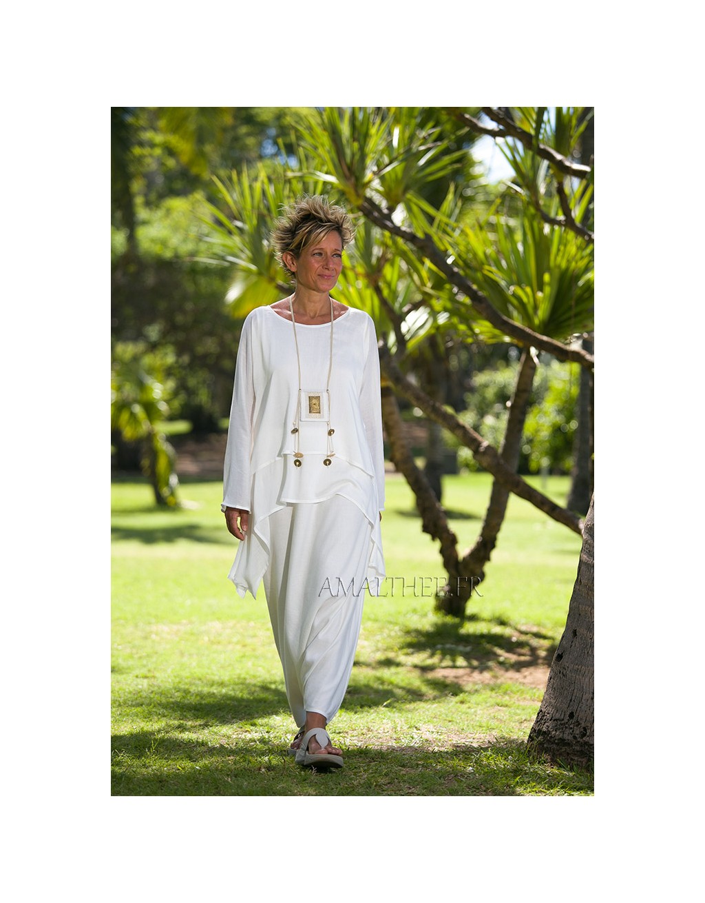 Loose fit natural white silk tunic perfect for wedding party